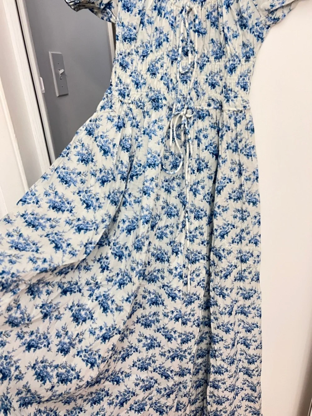 Doen | Dresses | Doen Blue And White Floral Smocked Midi Dress | Poshmark